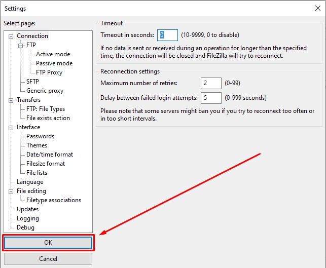โปรแกรม Filezilla ขึ้น Erorr Connection Timed Out After 20 Seconds Of Inactivity วิธีการแก้